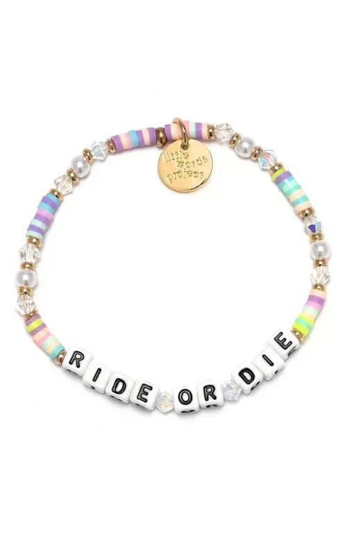 LITTLE WORDS PROJECT Bff Ride Or Die Beaded Stretch Bracelet - White Multi