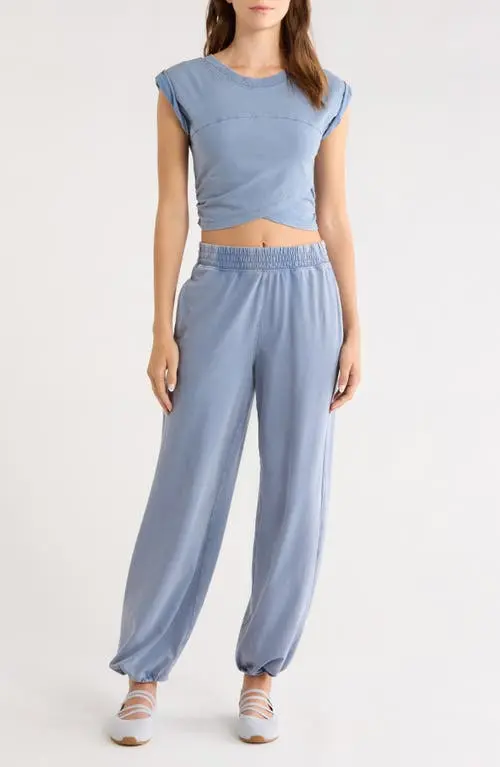 Free People Hot Shot Crossover T-shirt And Joggers Set - Blue Ash