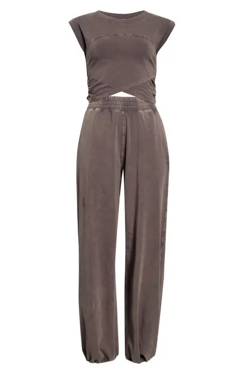 Free People Hot Shot Crossover T-shirt & Joggers Set - Chocolate