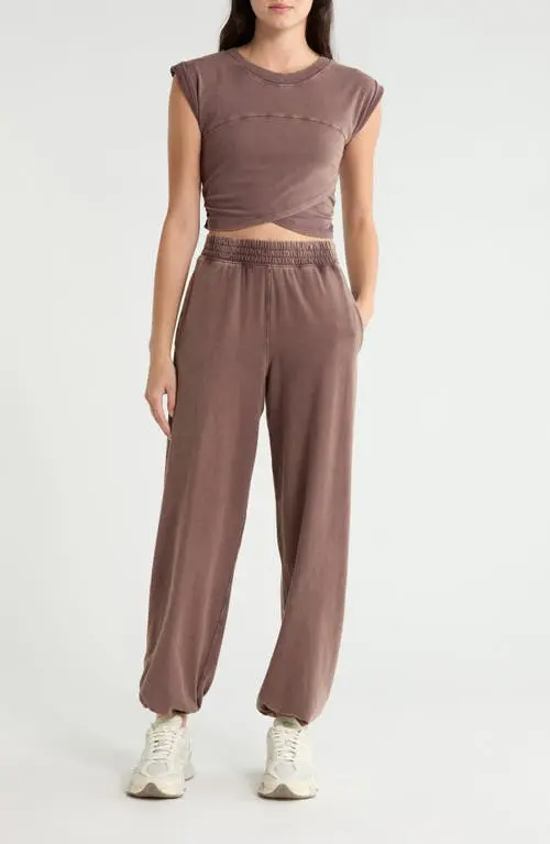 Free People Hot Shot Crossover T-shirt & Joggers Set - Dark Espresso