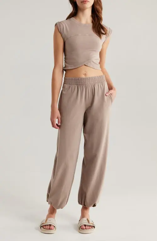 Free People Hot Shot Crossover T-shirt And Joggers Set - Pumice