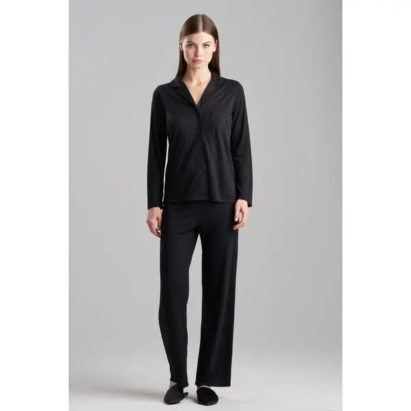Natori Embroidery. Shangri La Notch Pj Set - Black