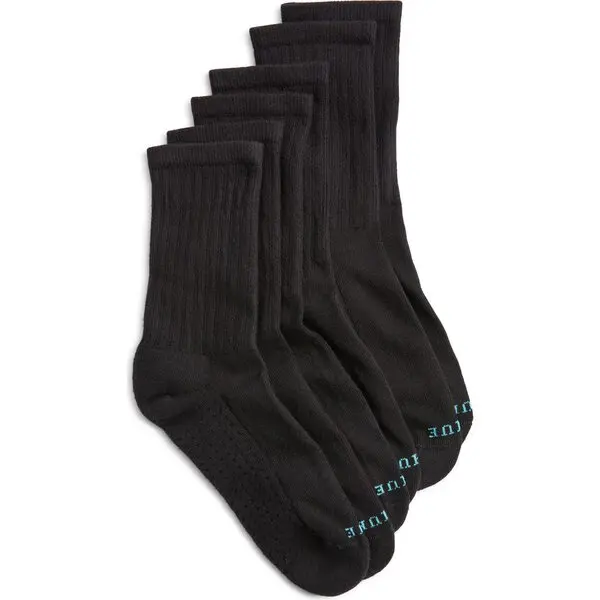 Hue Air Cushion Assorted 3-pack Crew Socks - Black