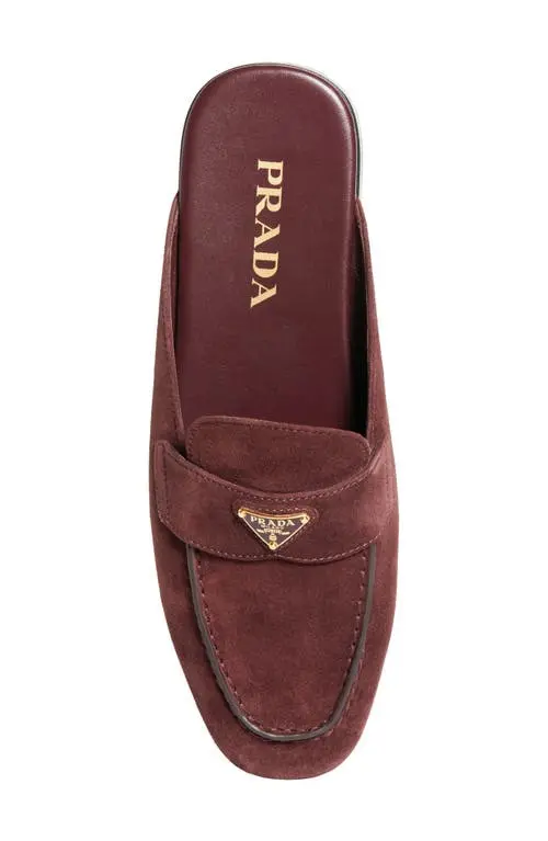 Prada Logo Loafer Mule - Bordeaux