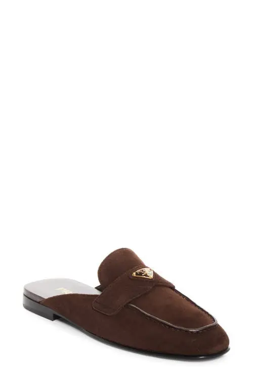 Prada Logo Loafer Mule - Moro
