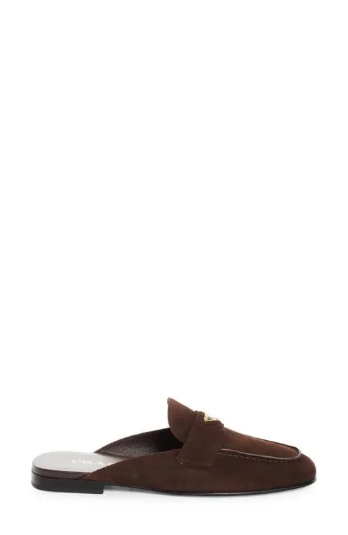 Prada Logo Loafer Mule - Moro