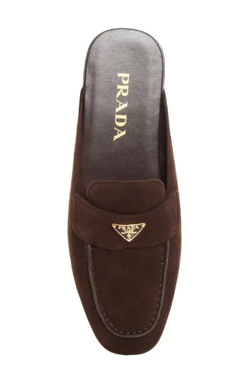 Prada Logo Loafer Mule - Moro