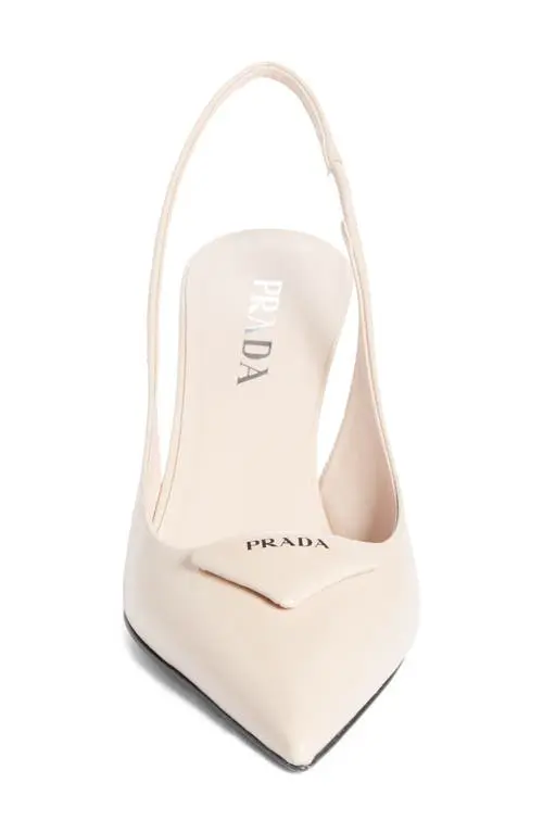 Prada Modellerie Pointed-toe Slingback Pump - Cipria
