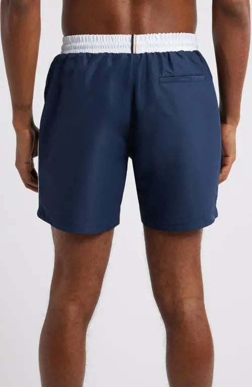 BOSS Starfish Logo Graphic Swim Trunks - Navy
