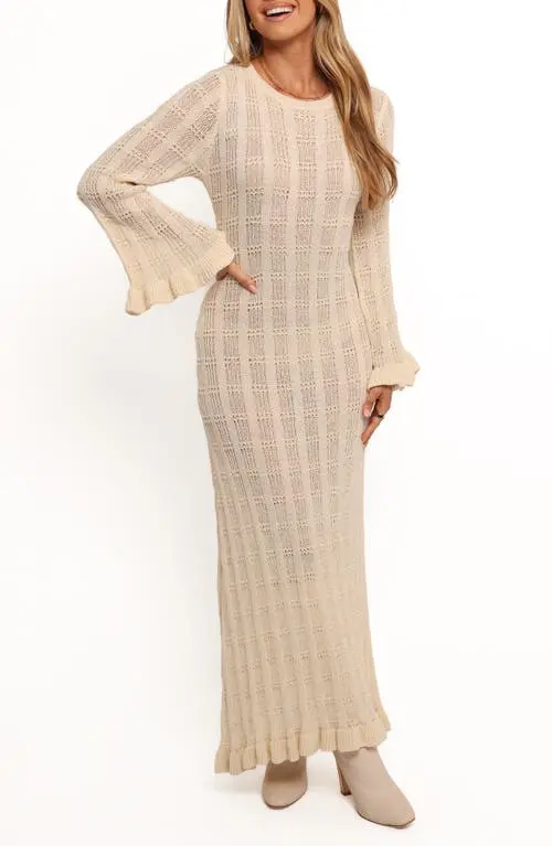 PETAL & PUP Colter Ribbed Maxi Sweater Dress - White