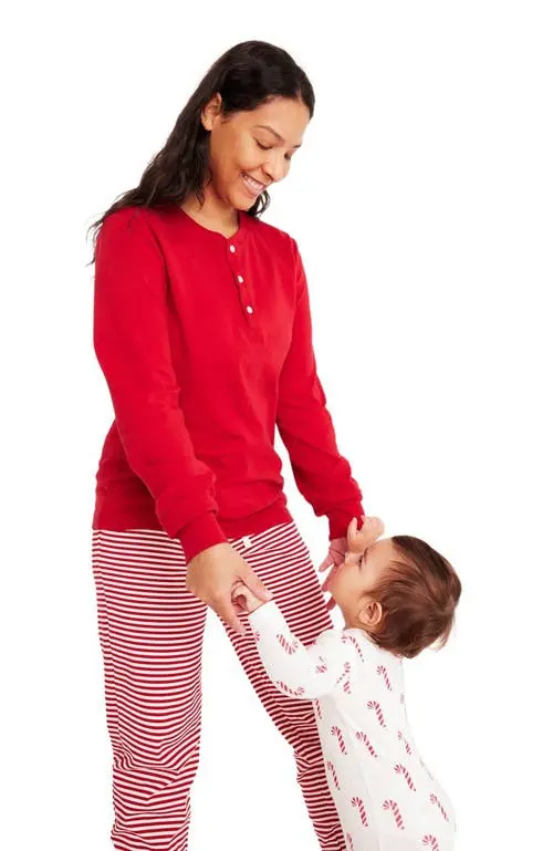 PRIMARY Fit Organic Long Sleeve Henley Pj Top - Cherry