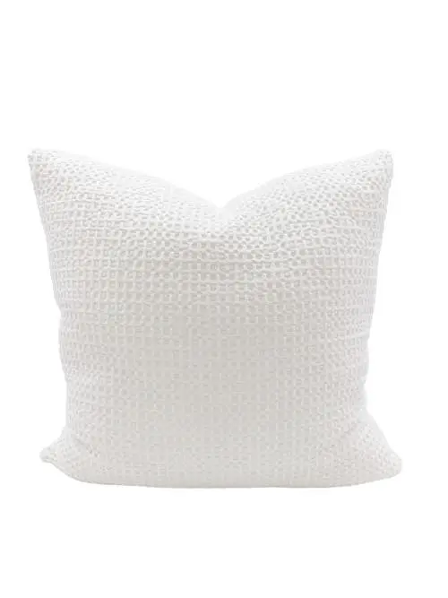 Anaya Cotton Ivory Waffle Long Lumbar Pillow With Down Alternative Insert - White
