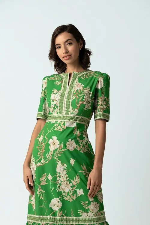 RAISHMA Darcie Floral Midi Dress - Green