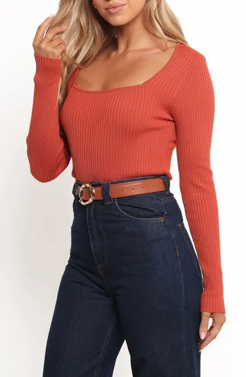 PETAL & PUP Shani Rib Top - Brick Red