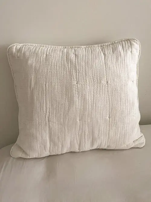 Anaya Easy Cotton Gauze Euro Pillow With Down Insert - Beige