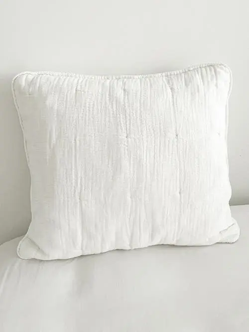 Anaya Easy Cotton Gauze Euro Pillow With Down Insert - White