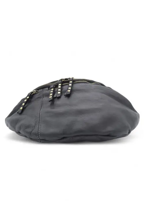 BOLSA NOVA Bella Large Sling Bag In Washed Italian Leather - Black