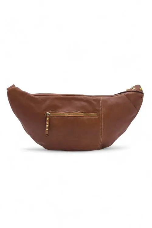 BOLSA NOVA Bella Large Sling Bag In Washed Italian Leather - Cognac