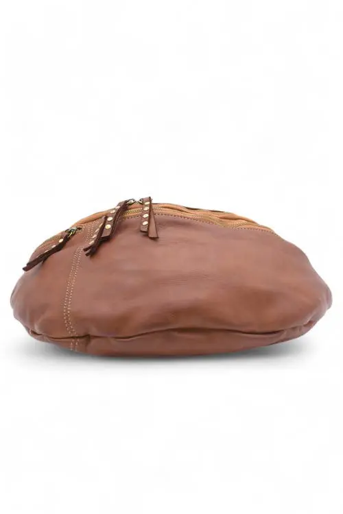 BOLSA NOVA Bella Large Sling Bag In Washed Italian Leather - Cognac