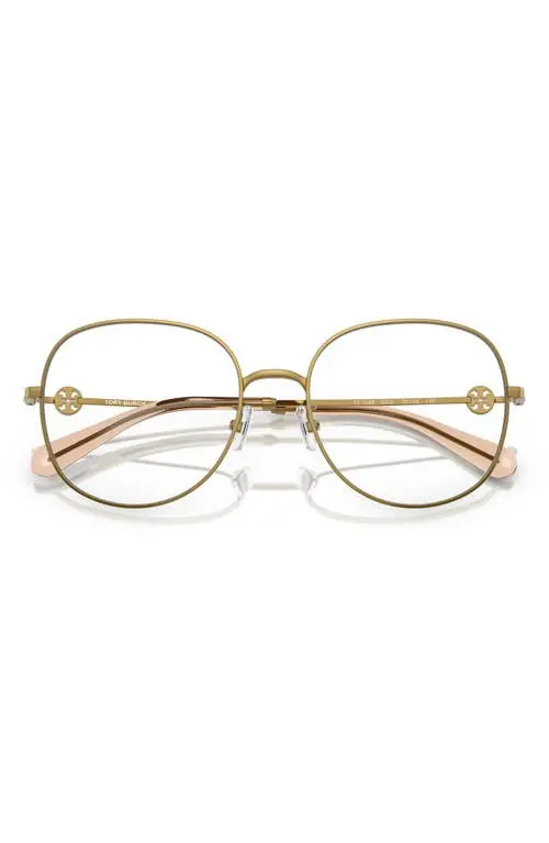 Tory Burch 55mm Round Frame Optical Glasses - Gold Amber