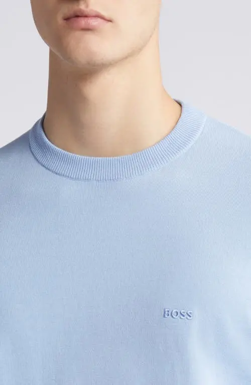 BOSS Pacas Cotton Crewneck Sweater - Light Blue