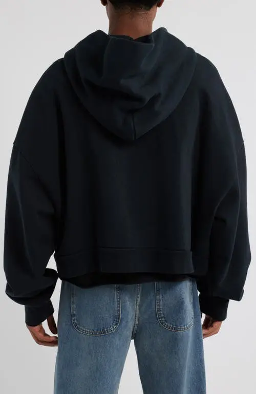 ELWOOD Oversized Rectangle Zip Hoodie - Black Ink