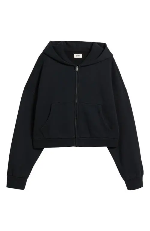 ELWOOD Oversized Rectangle Zip Hoodie - Black Ink