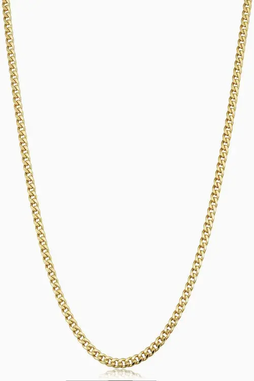 ORADINA 14k Gold Cuban Chain Necklace - 14k Yellow Gold