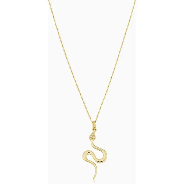 ORADINA 10k Gold Snake Charmer Pendant Necklace - Yellow Gold
