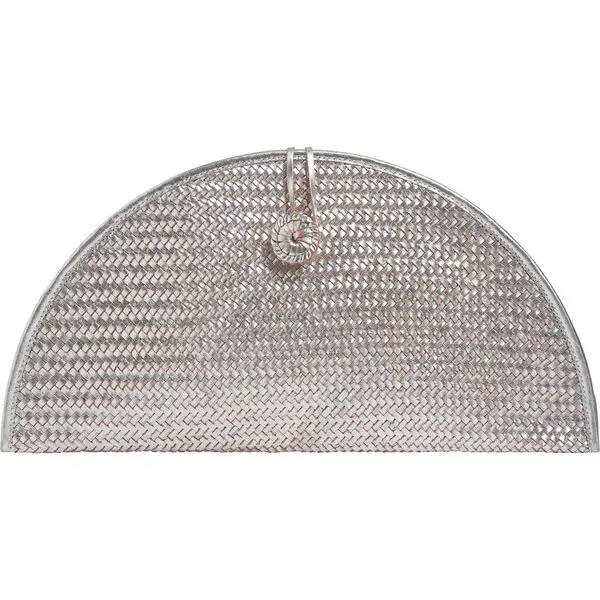 ADRIANA CASTRO La Barca Handwoven Leather Clutch - Silver