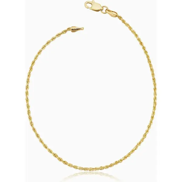 ORADINA 14k Gold Rope Anklet - Yellow Gold