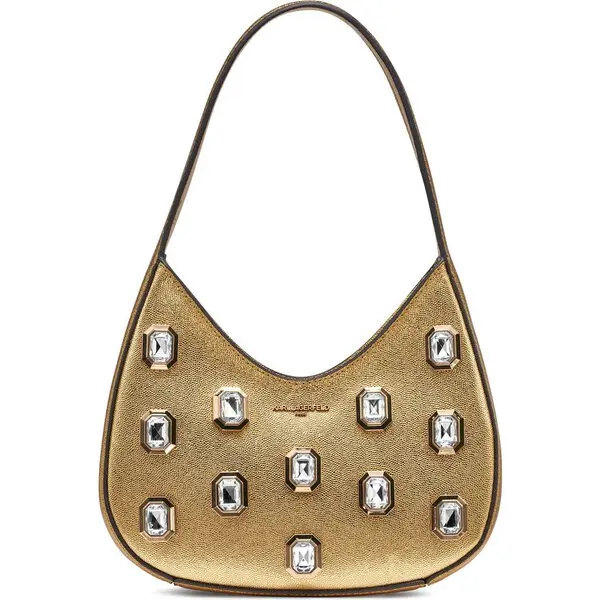 Karl Lagerfeld Paris Shoulder Bag With Top Handle - Metallic Gold