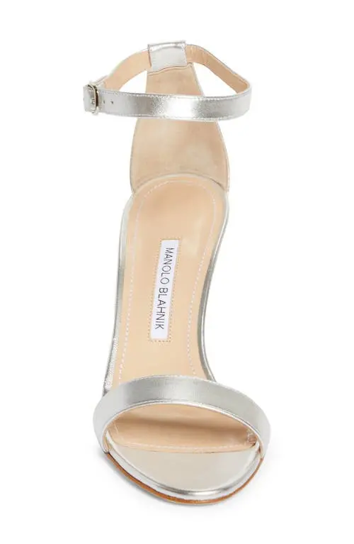 Manolo Blahnik Chaos Ankle Strap Sandal - Metallic Silver