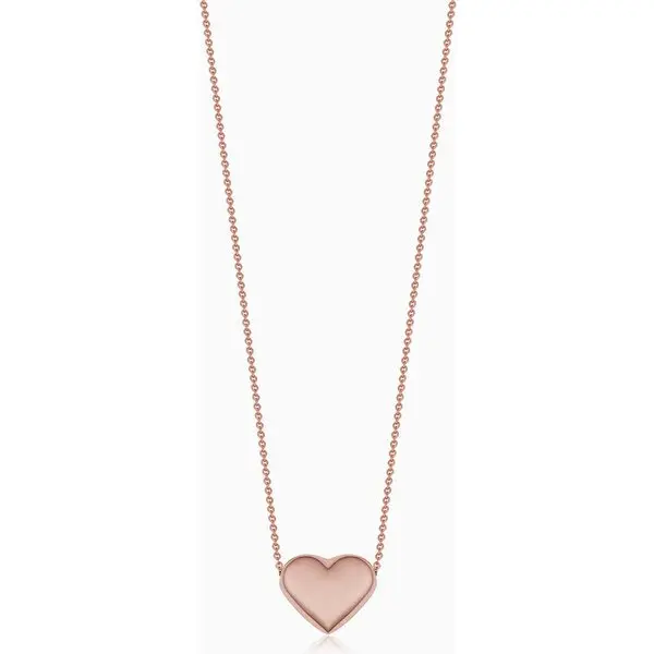 ORADINA 14k Gold Puffed Heart Pendant Necklace - Rose Gold