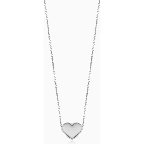 ORADINA 14k Gold Puffed Heart Pendant Necklace - White Gold