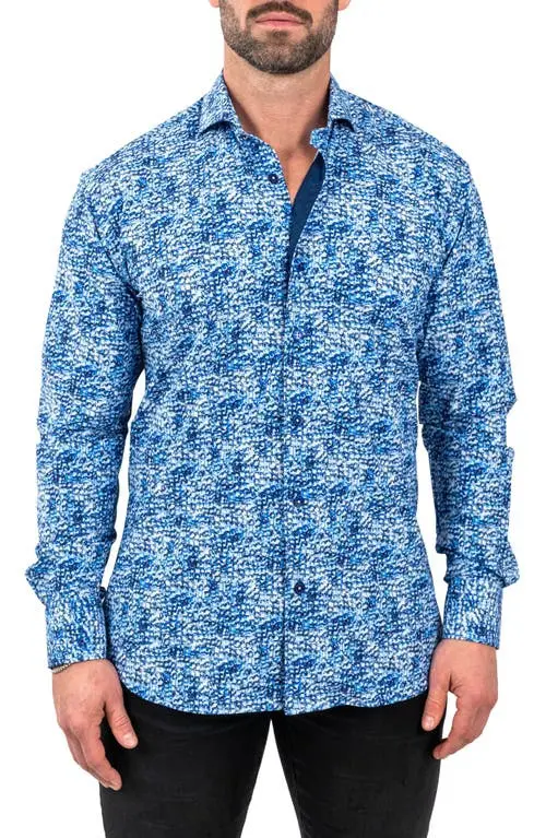 MACEOO Einstein Stretchie Cubes Button-up Shirt