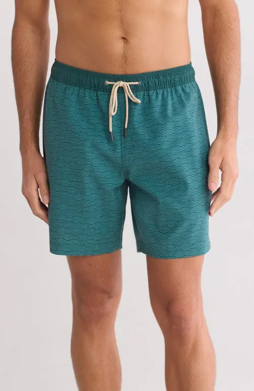 FAIR HARBOR The Bayberry Water Repellent Swim Trunks - Green Waves