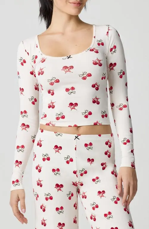 FLORENCE BY MILLS Rib Sleep Top - White/cherry
