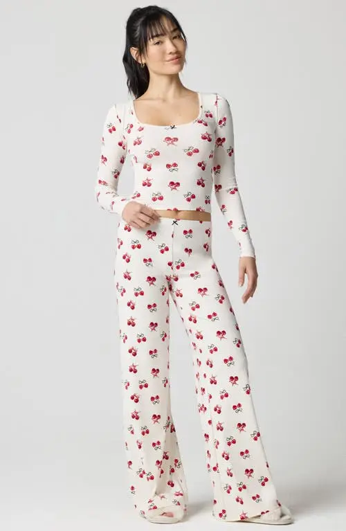 FLORENCE BY MILLS Rib Sleep Top - White/cherry