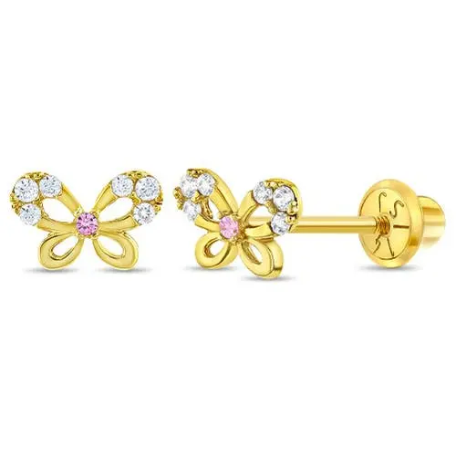 IN SEASON JEWELRY 14k Butterfly Stud Earrings - Pink