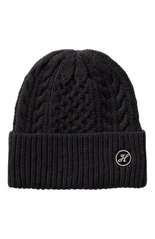 HEMLOCK HAT CO Vulcan Cable Knit Beanie - Black