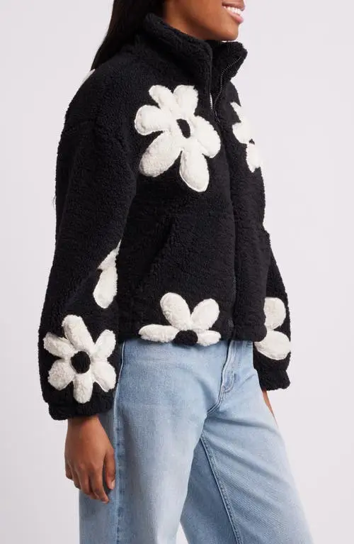 THREAD & SUPPLY High Pile Fleece Floral Jacket - Black