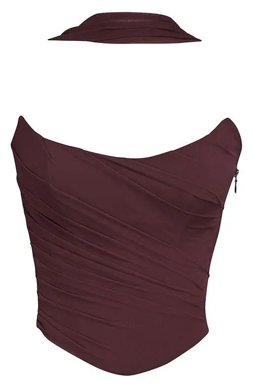 House Of Cb Corset Mesh Halter Top With Scarf