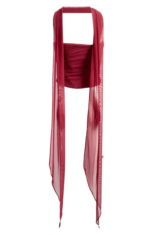House Of Cb Corset Mesh Halter Top With Scarf