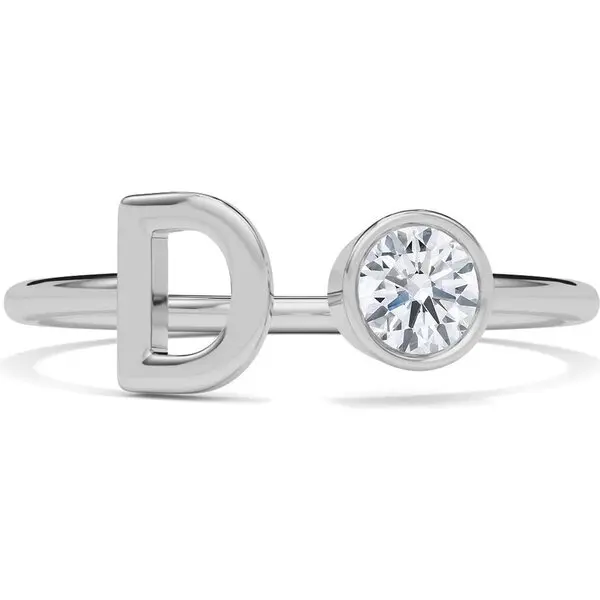 HAUTECARAT Lab Grown Diamond Letter Ring - 18k White Gold - D