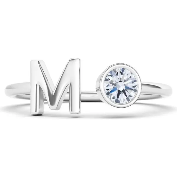 HAUTECARAT Lab Grown Diamond Letter Ring - 18k White Gold - M