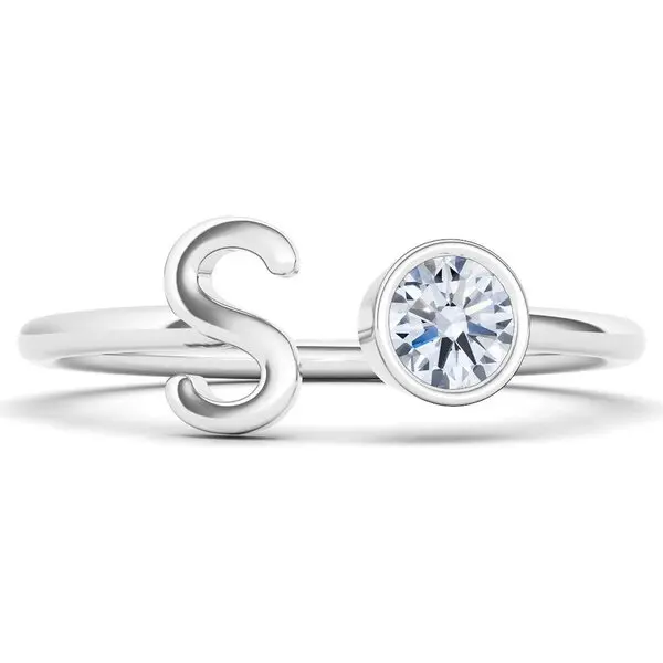 HAUTECARAT Lab Grown Diamond Letter Ring - 18k White Gold - S