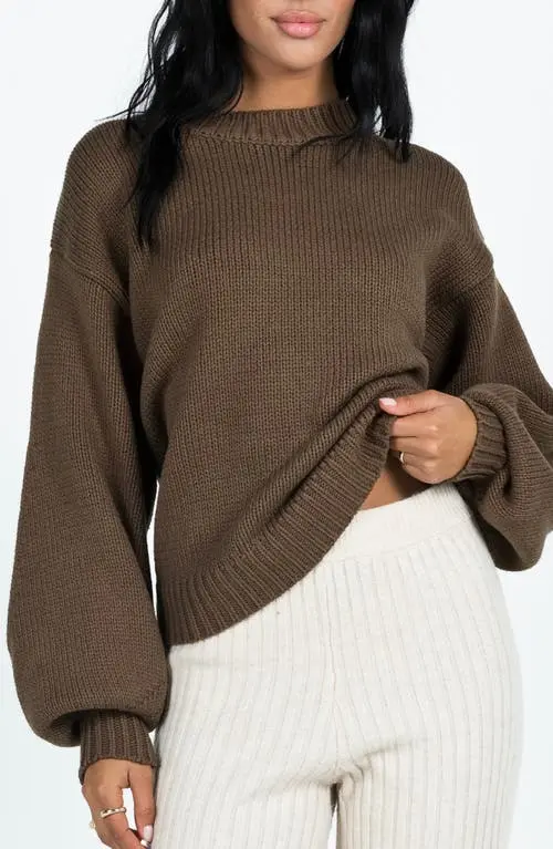 Princess Polly Harmony Balloon Sleeve Sweater - Brown