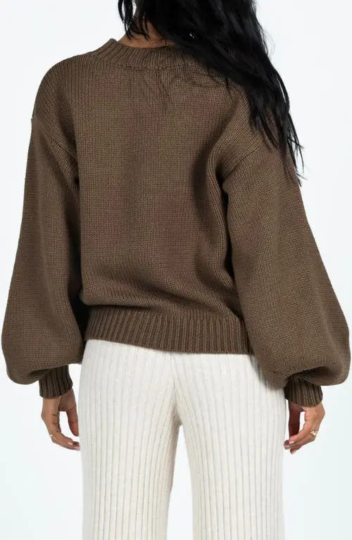 Princess Polly Harmony Balloon Sleeve Sweater - Brown