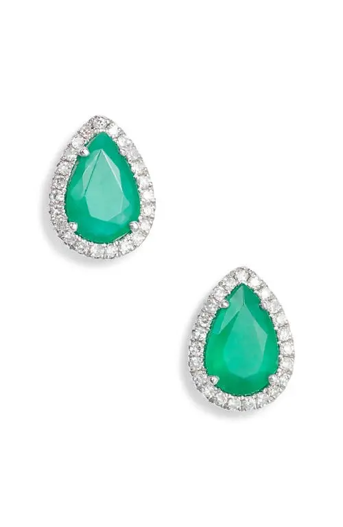 Meira T Diamond Stud Earrings - Emerald